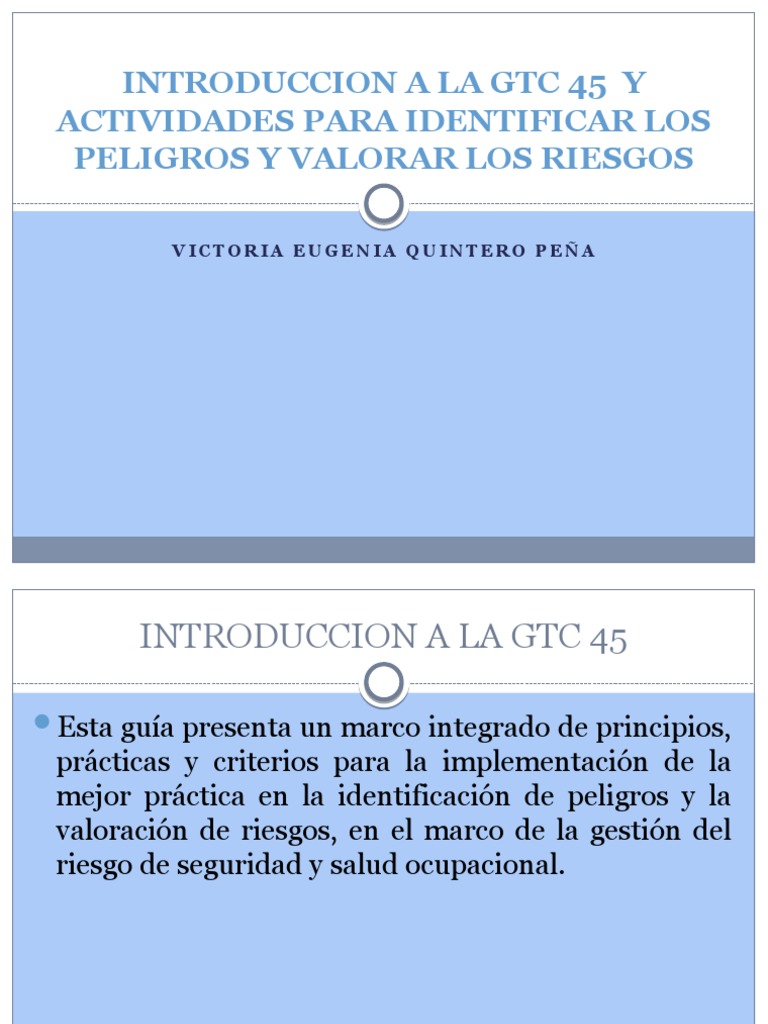 Introduccion A La GTC 45 y Actividades para Identificar Los Peligros y ...