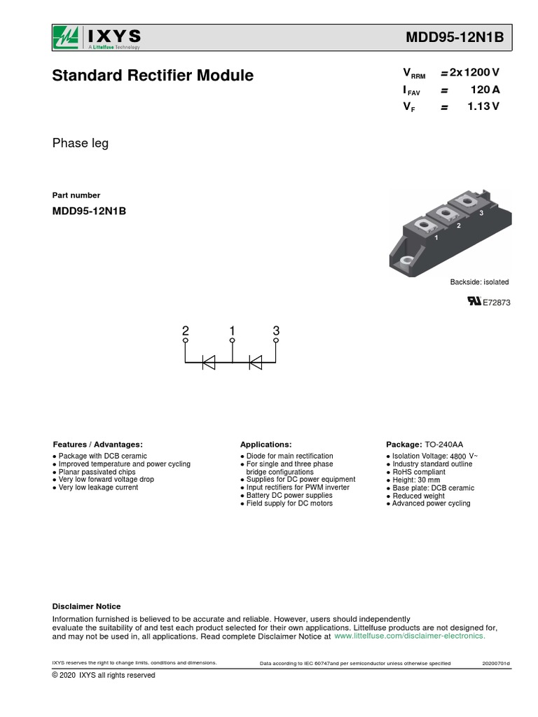 Standard Rectifier Module: Phase Leg | PDF | Rectifier | Power (Physics)