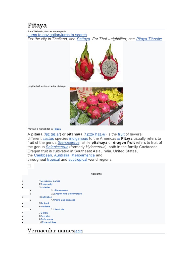 Pitaya | PDF | Edible Plants | Plants