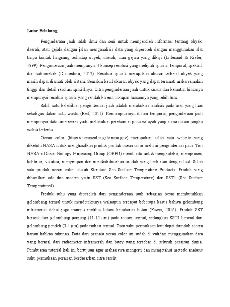Tutorial Pengolahan Data SST Di SeaDAS Dan ODV | PDF