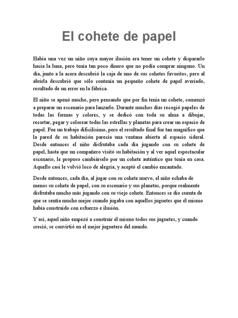 Cuento El Cohete de Papel | PDF