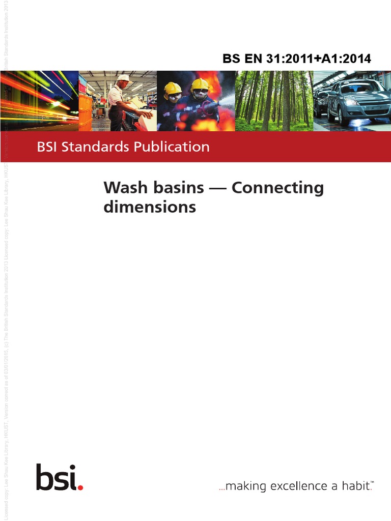 Wash Basins - Connecting Dimensions: BSI Standards Publication | PDF ...