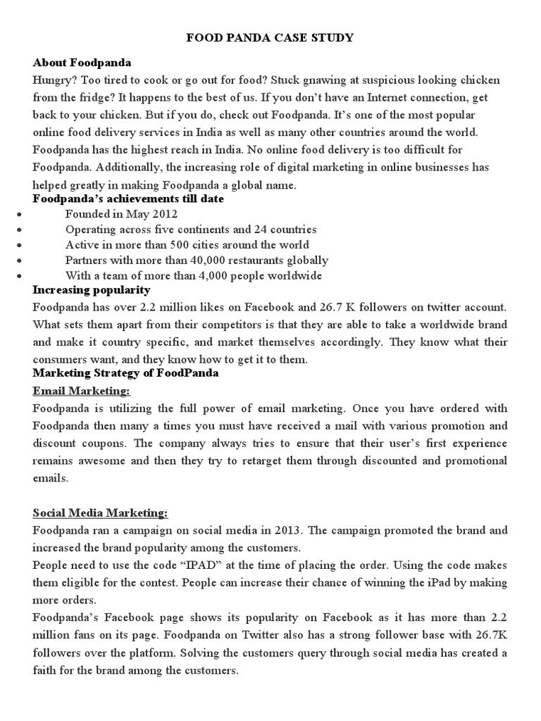 7009food Panda Case Study | PDF | Social Media | Popular Culture & Media Studies