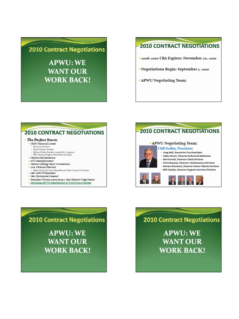 More APWU, USPS Contract Agreement Highlights | PDF | United States ...