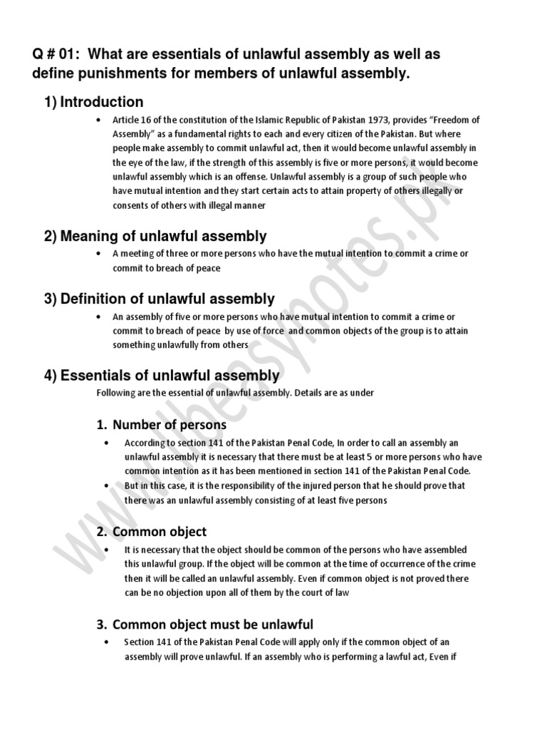 1.unlawful Assembly | PDF | Criminal Law | Crime & Violence