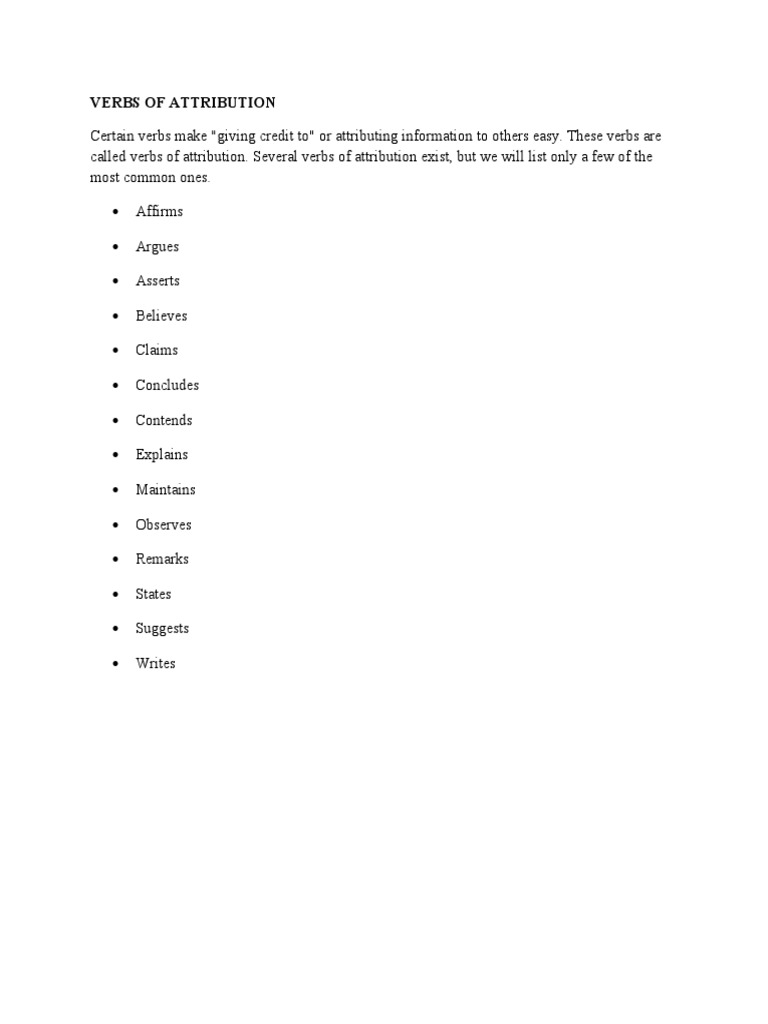 Verbs of Attribution | PDF