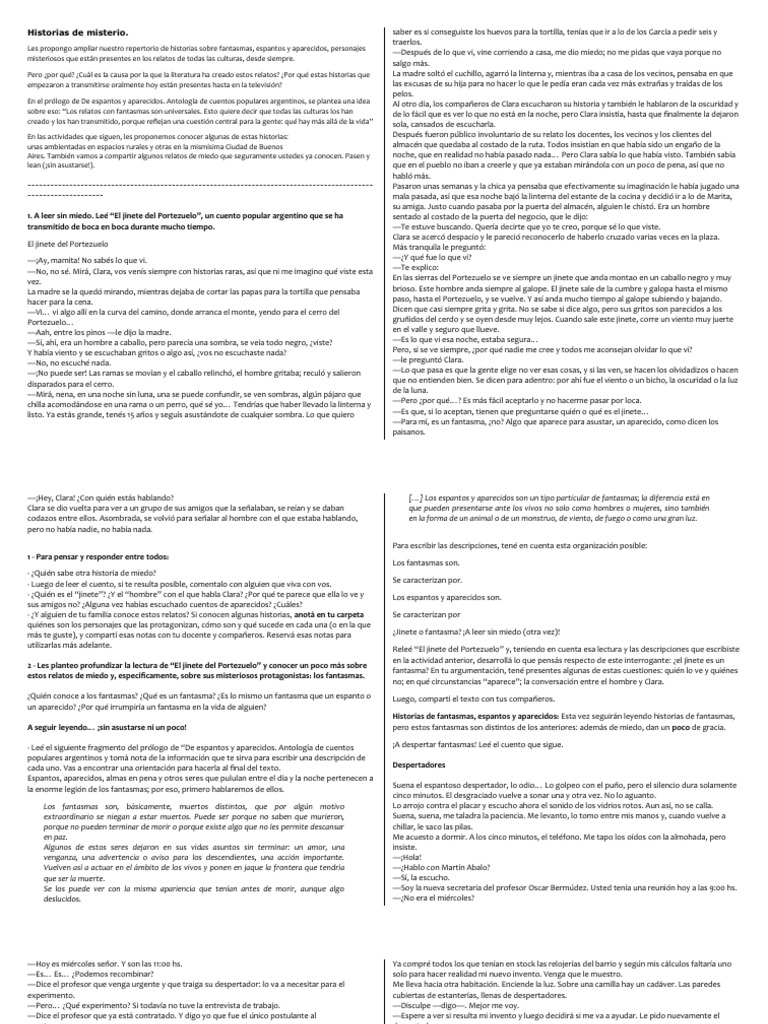 ACTIVIDADES-Historias de Misterio. | PDF | Fantasmas | Cuentos