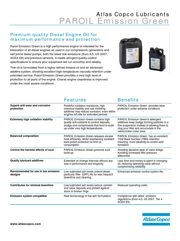 2915 8046 00 PAROIL Emission Green | PDF | Motor Oil | Lubricant