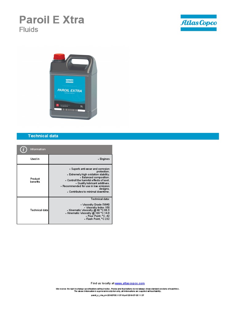 Paroil E Xtra Datasheet | PDF