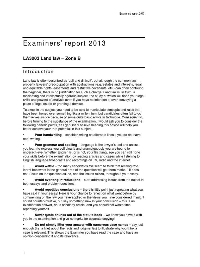 Land Report 2013 B.PDF Version 1 | PDF | Precedent | Covenant (Law)