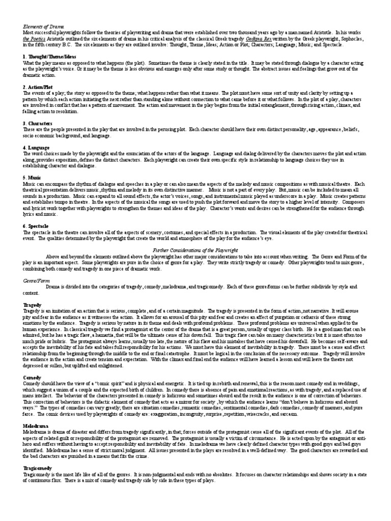 Elements of Drama | PDF | Play (Theatre) | Plot (Narrative)