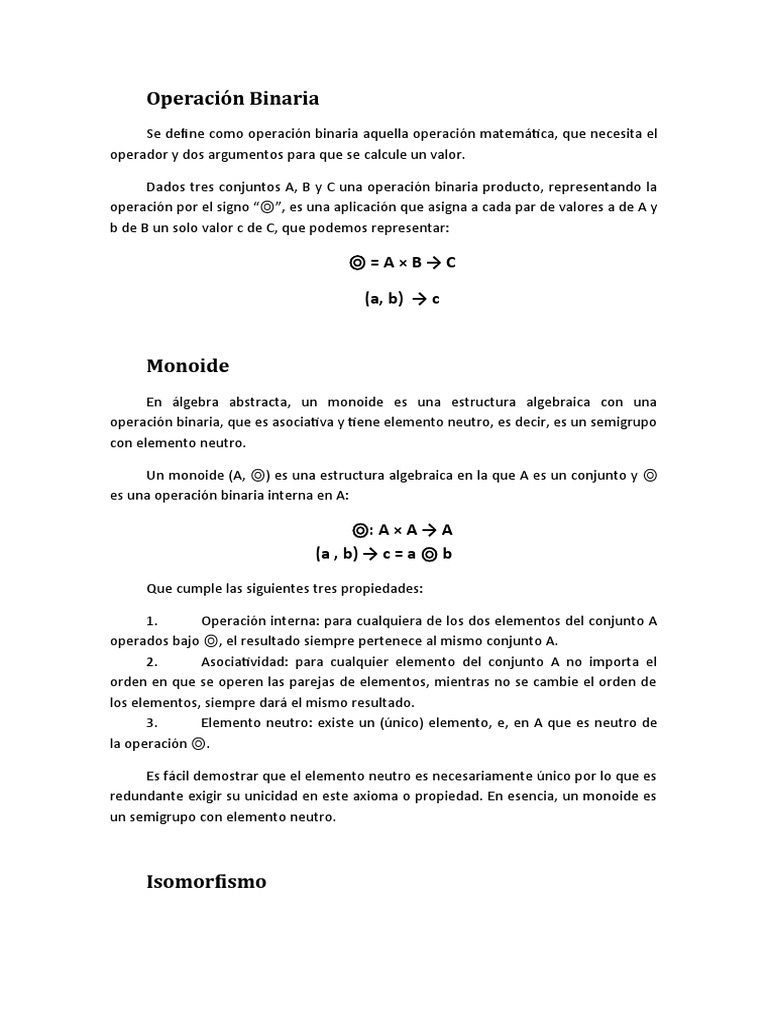 Operaciones Binarias | PDF | Grupo (Matemáticas) | Conjunto (Matemáticas)