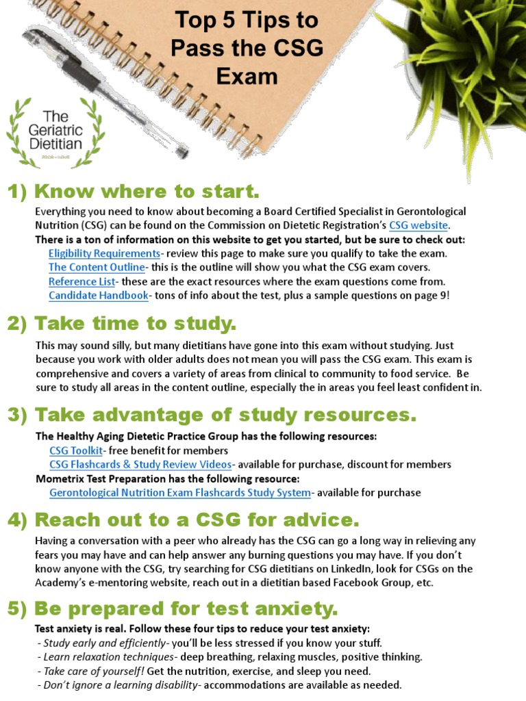 CSG Exam Preparation Guide for Dietitians | PDF