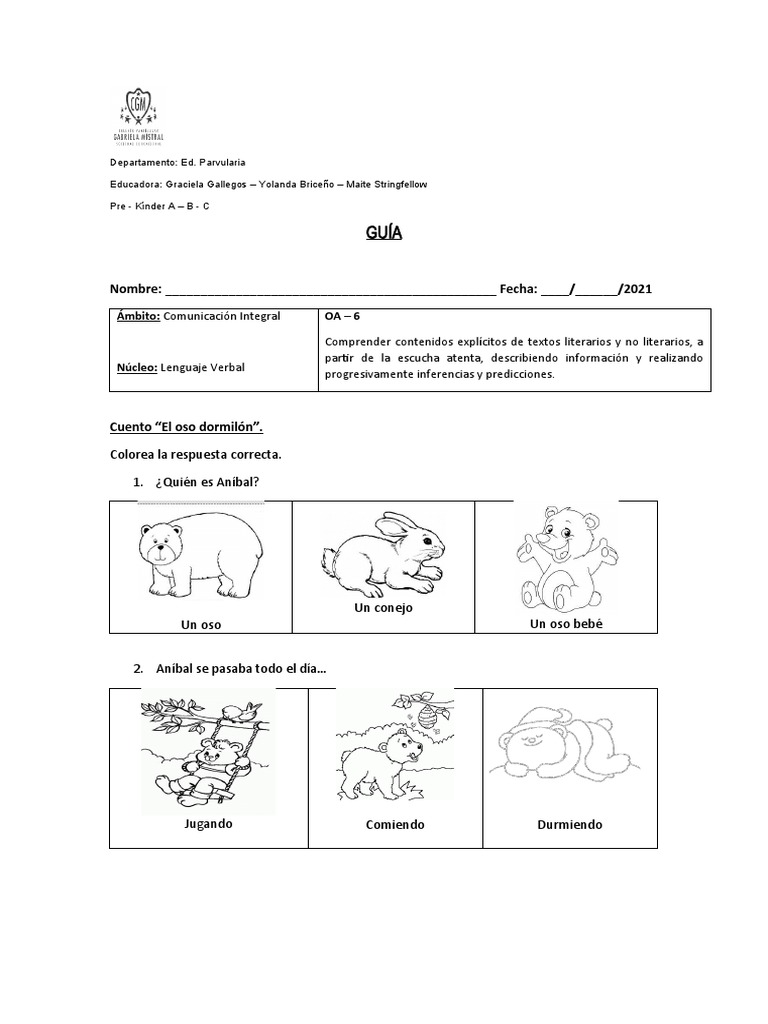 Cuento del Oso Dormilón para Niños | PDF