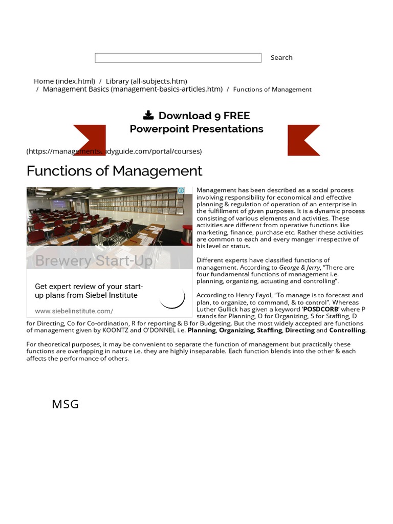 Functions of Management Explained | PDF | Goal | Planning