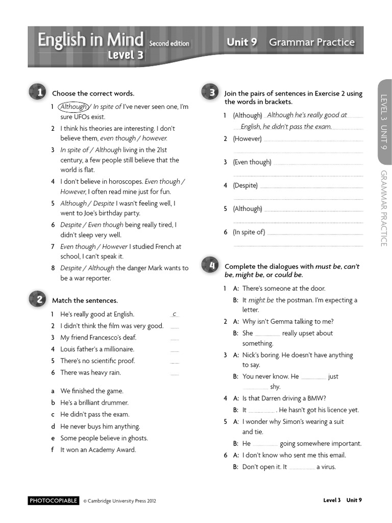 English in Mind2 Level3 Unit9 Grammar Practice Worksheet | PDF