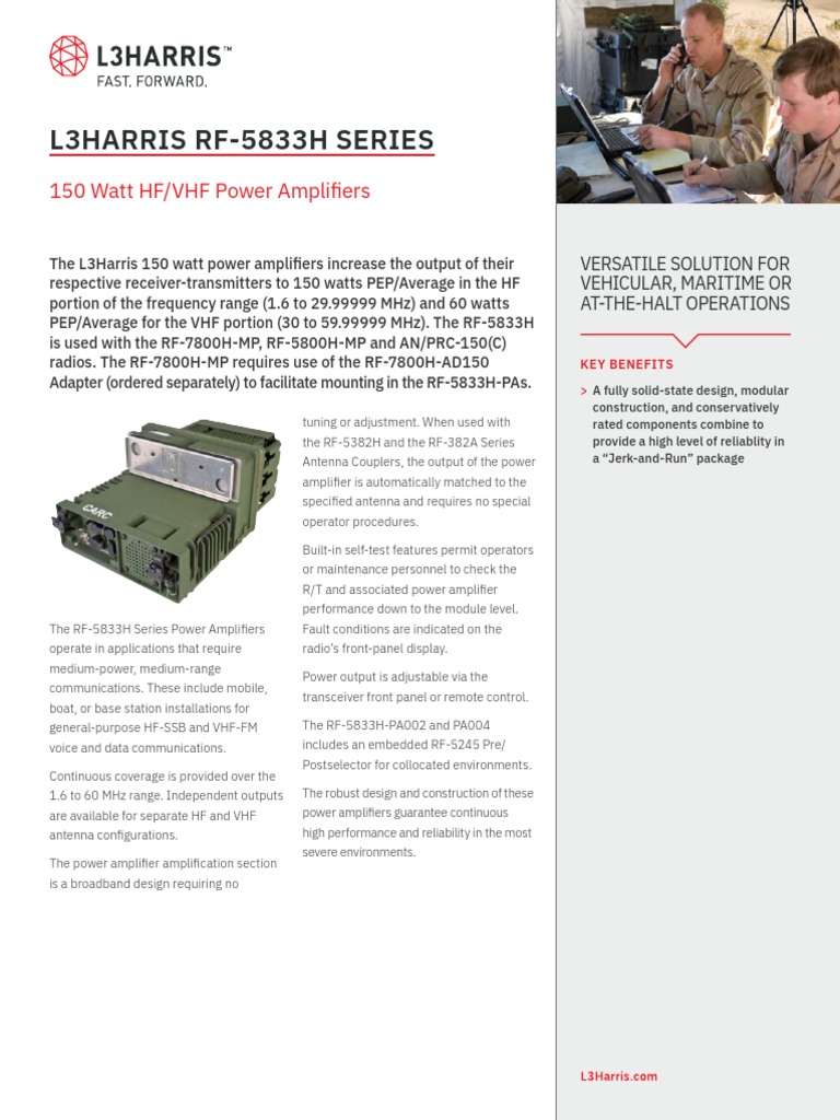 L3Harris Rf-5833H Series: 150 Watt HF/VHF Power Amplifiers | PDF ...