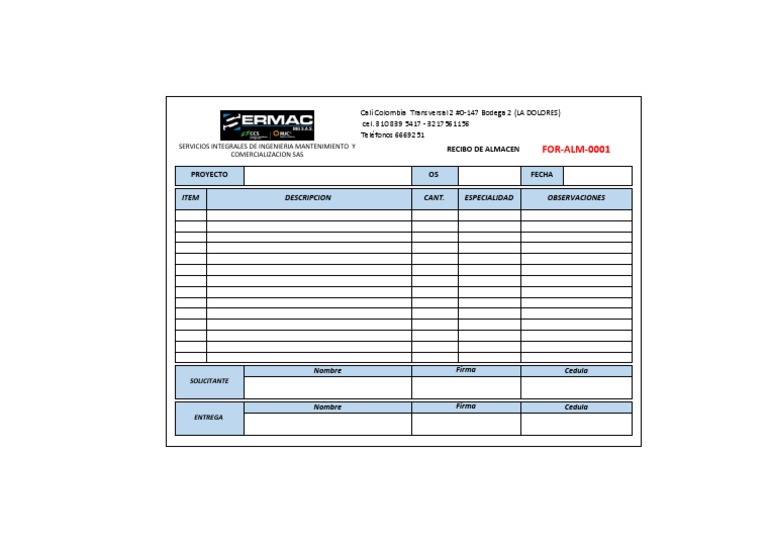 Recibo Almacen | PDF