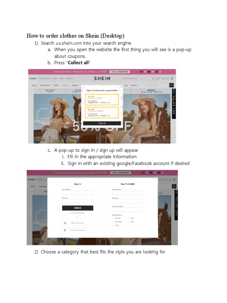 How To Order Clothes On Shein | PDF | Hyperlink | Software