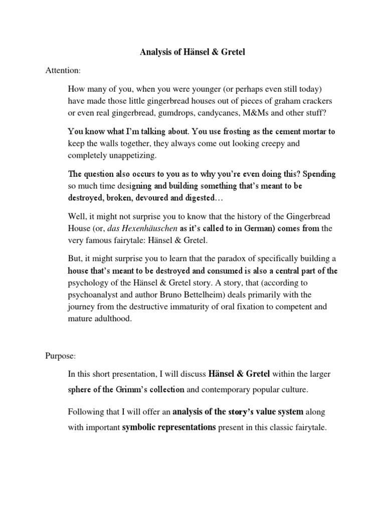 Analysis of Hänsel & Gretel | PDF | Hansel And Gretel | Fairy Tales