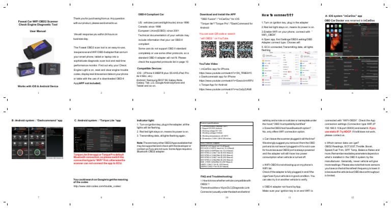 How To Connect It ?: Foseal Car WIFI OBD2 Scanner Check Engine ...