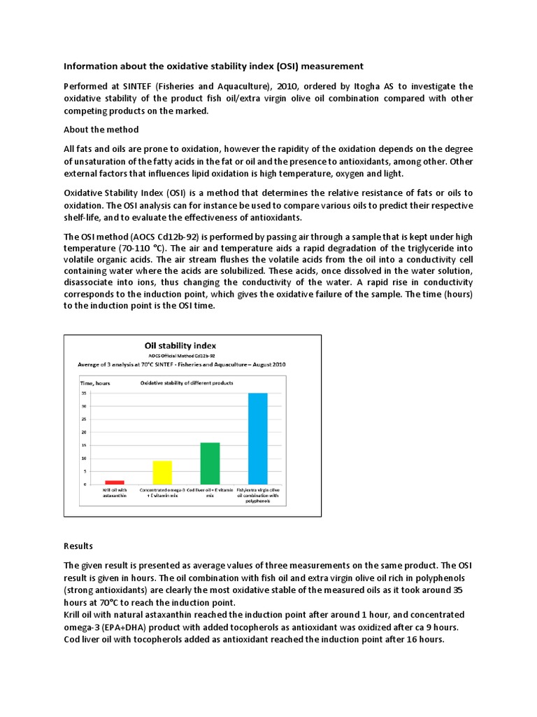 Information About The Oxidative Stability Index (OSI) Measurement | PDF