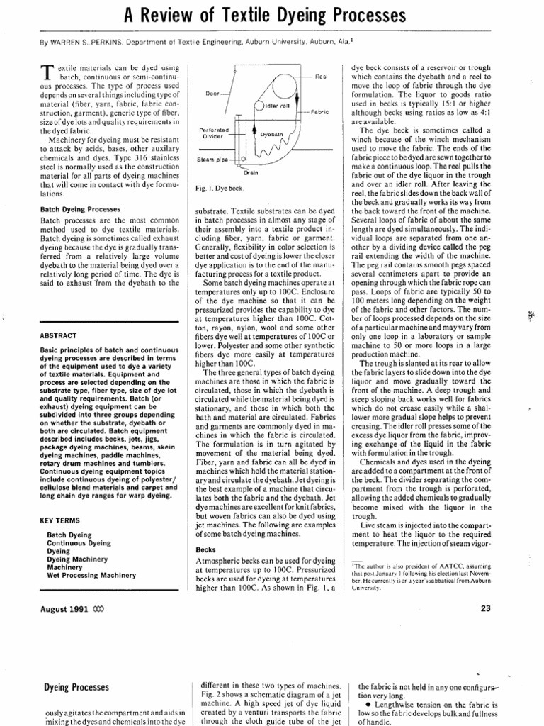 Review of Dyeing of Textiles | PDF | Dyeing | Dye