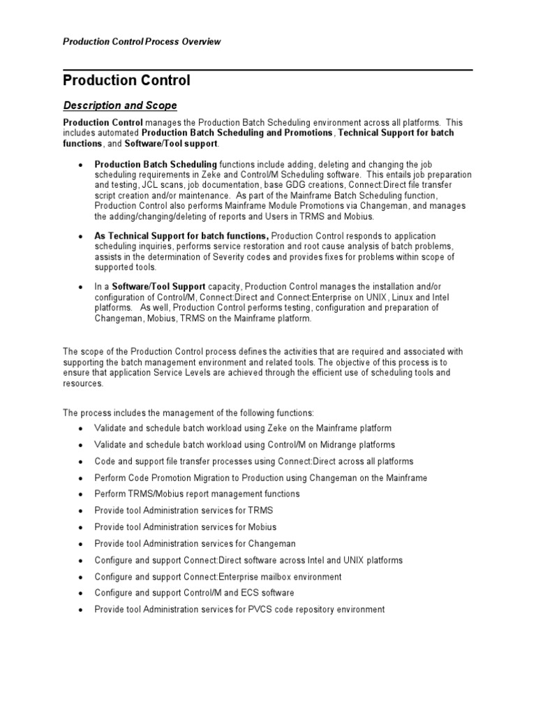 Production Control Process Manual | PDF | Scheduling (Computing ...