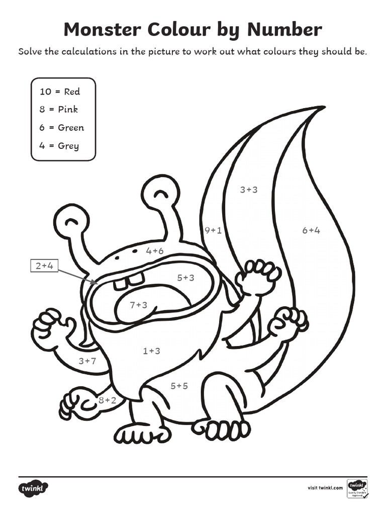 Monster Colour by Number Activity | PDF | Teaching Methods & Materials