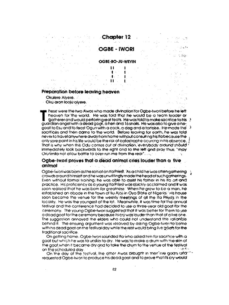 19 - Ogbè Ìwòrì | PDF | Sobrenatural | Religiones religiosas