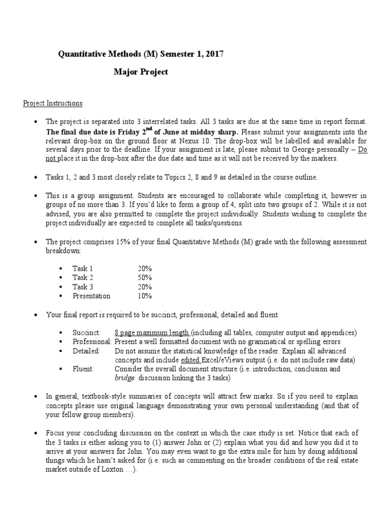 Major Project Guidelines for Finc6007 | PDF | Regression Analysis ...