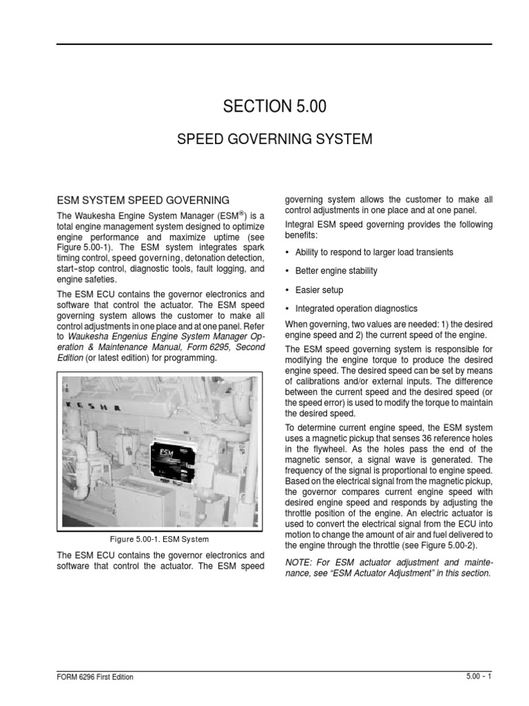 SECTION 5.00: Speed Governing System | PDF | Gear | Electric Motor