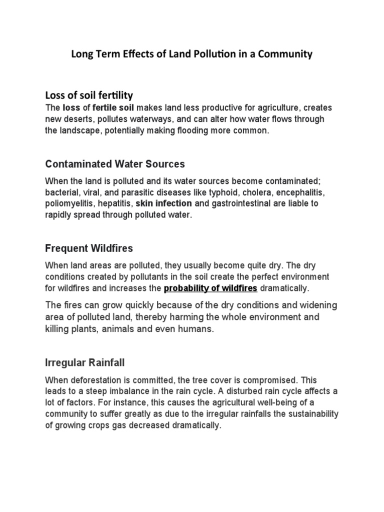 Long Term Effects of Land Pollution in A Community | PDF