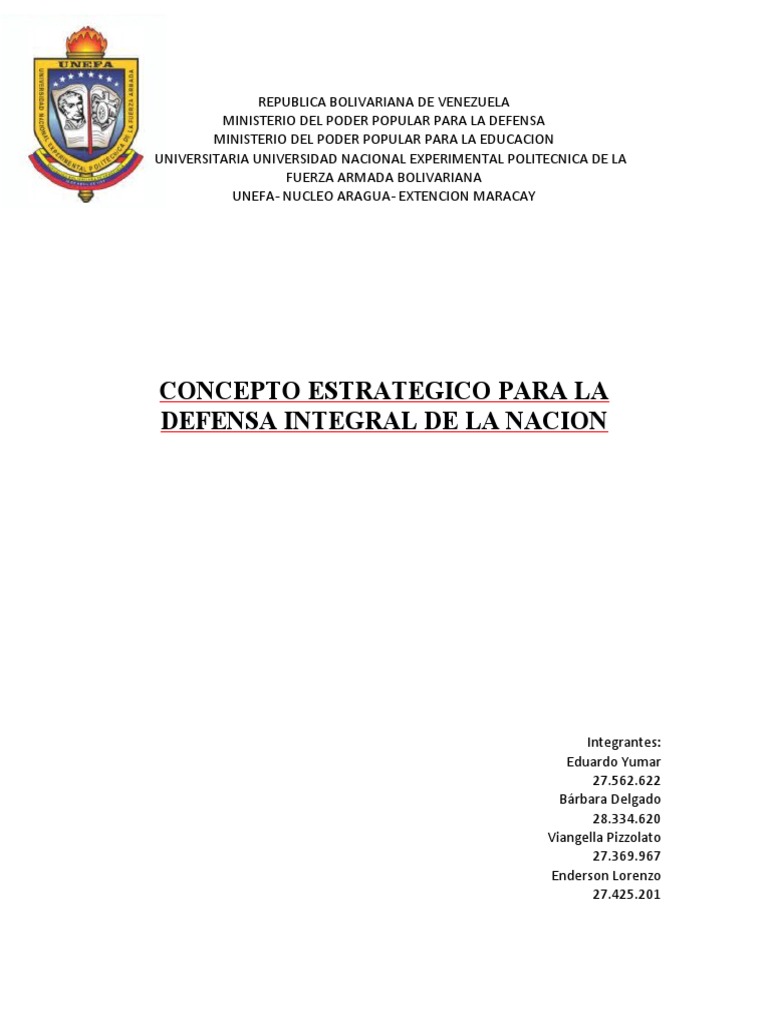Concepto Estrategico para La Defensa Integral de La Nacion | PDF ...