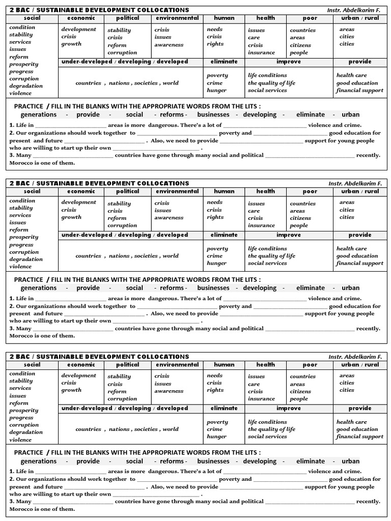 Sustainable Development Vocabulary 2BAC | PDF | Sustainability ...