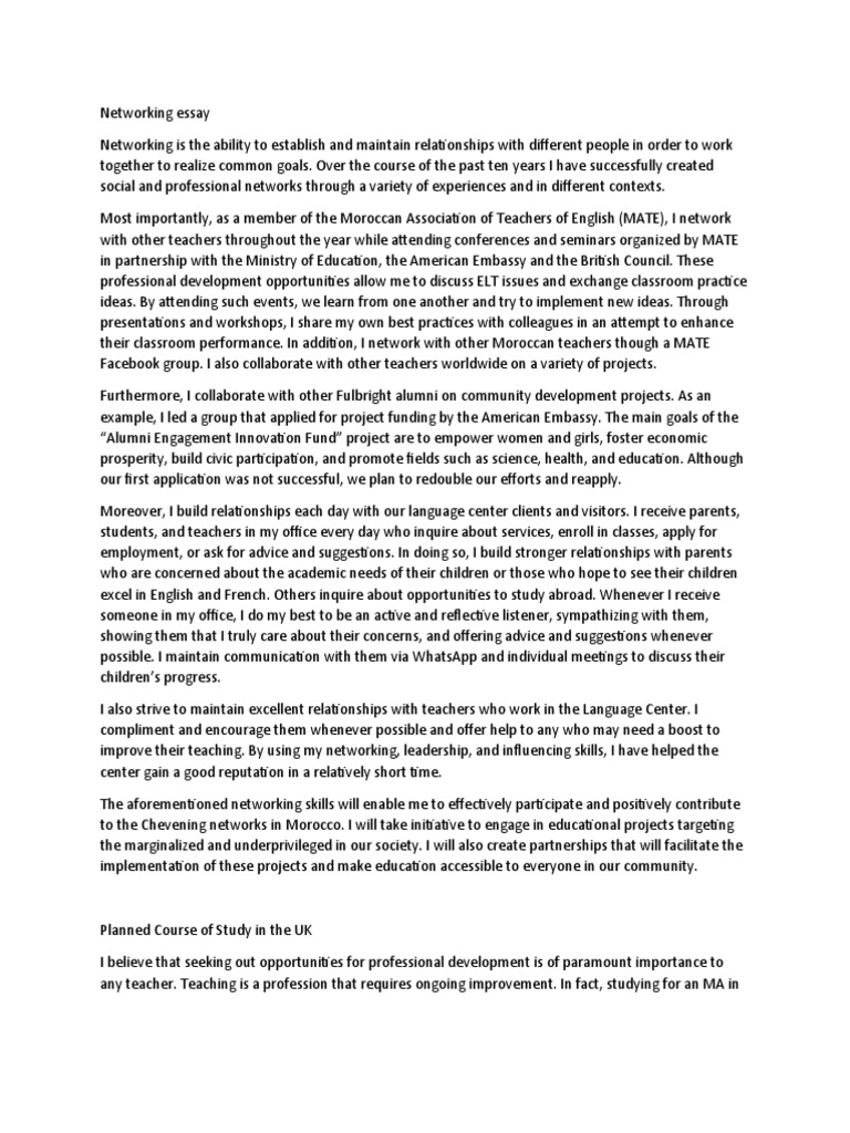 Networking Essay | PDF | Educational Technology | English As A Second ...