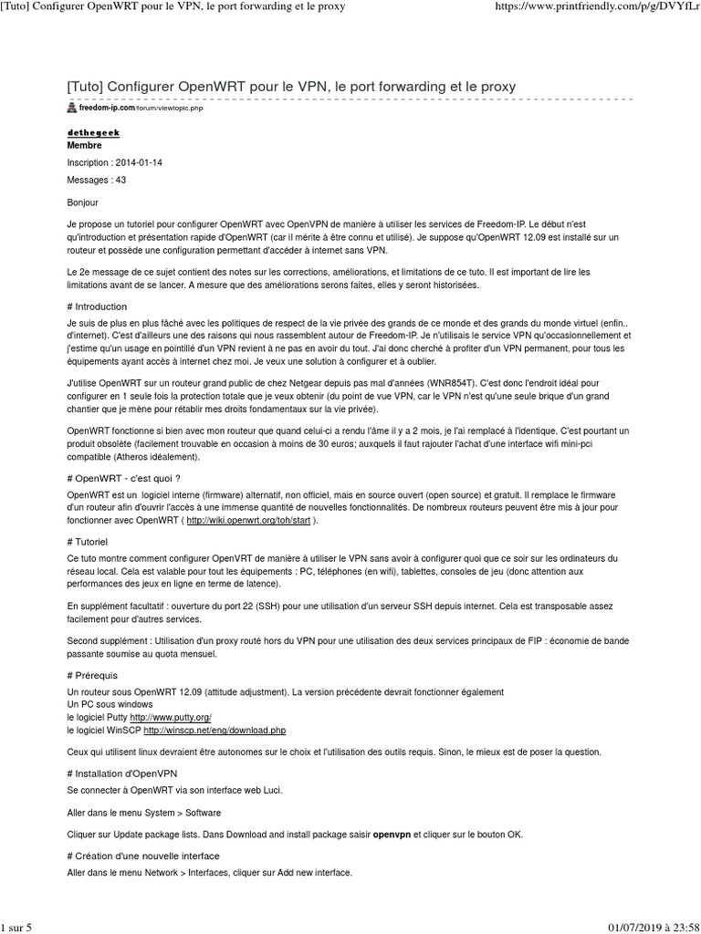 (Tuto) Configurer OpenWRT | PDF | Réseau privé virtuel | Protocoles Internet