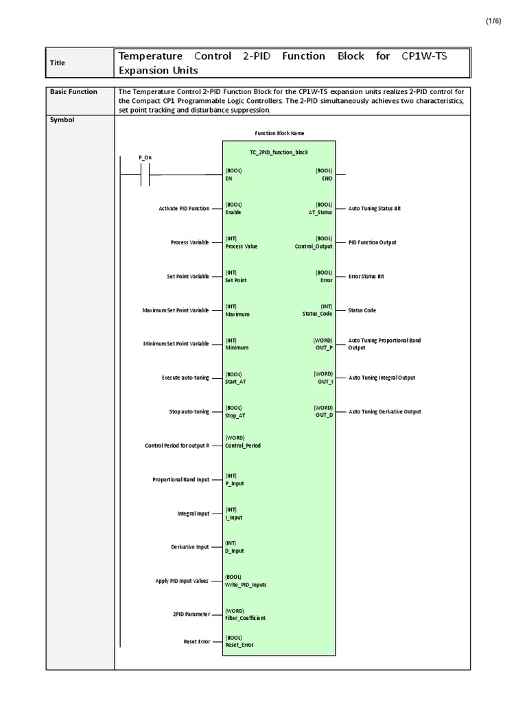 2-PID Function Block Description Version 1.00 | PDF | Parameter (Computer Programming) | Integer ...