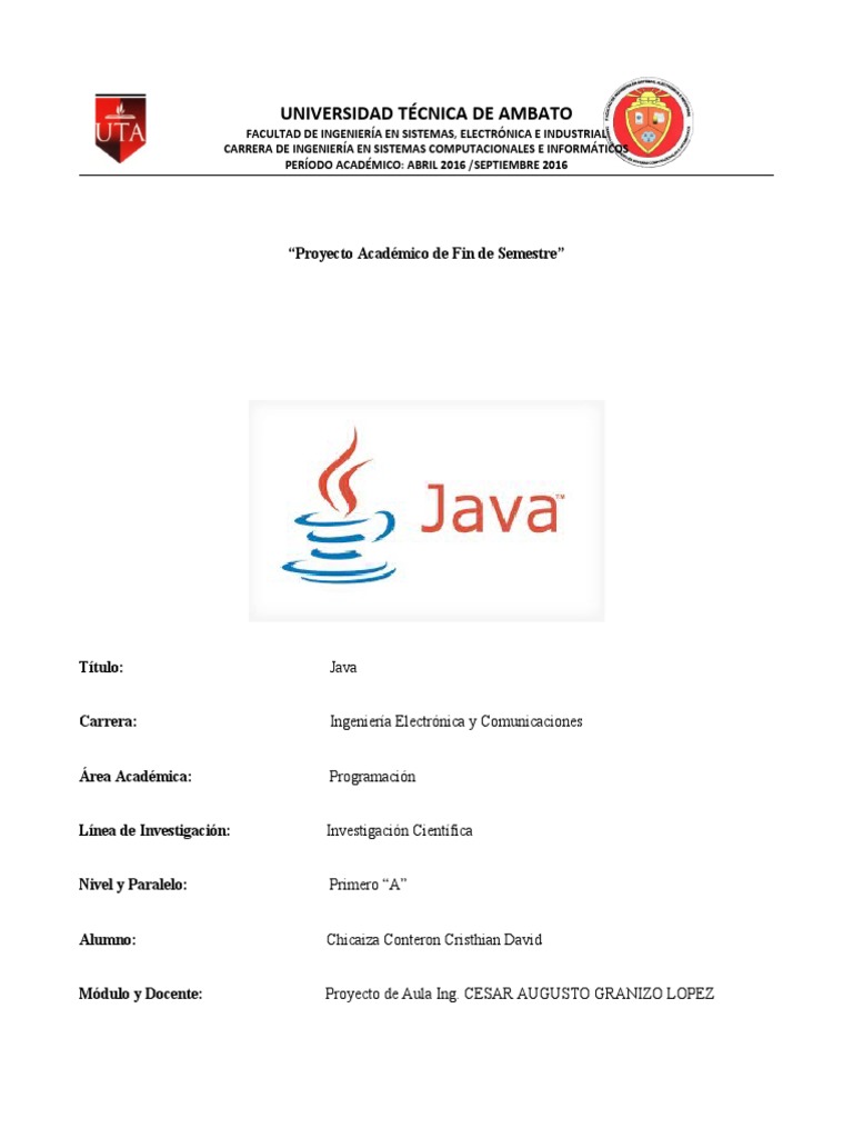 Proyecto de Aula Final | PDF | Java (lenguaje de programación) | Frijoles Netos