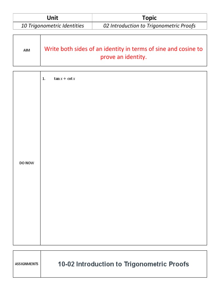 10 02 Introduction To Trigonometric Proofs Pdf