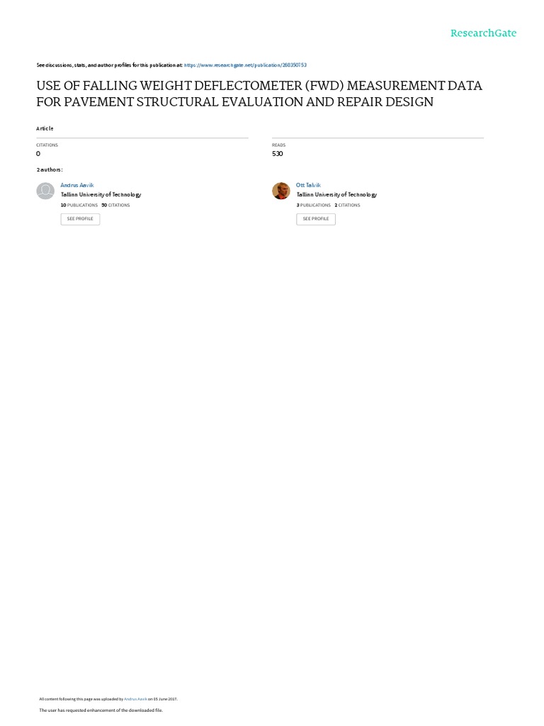 Use of Falling Weight Deflectometer FWD Measuremen | PDF | Civil ...