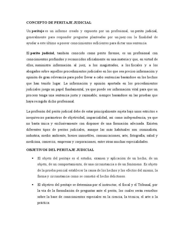Peritaje judicial guía | PDF
