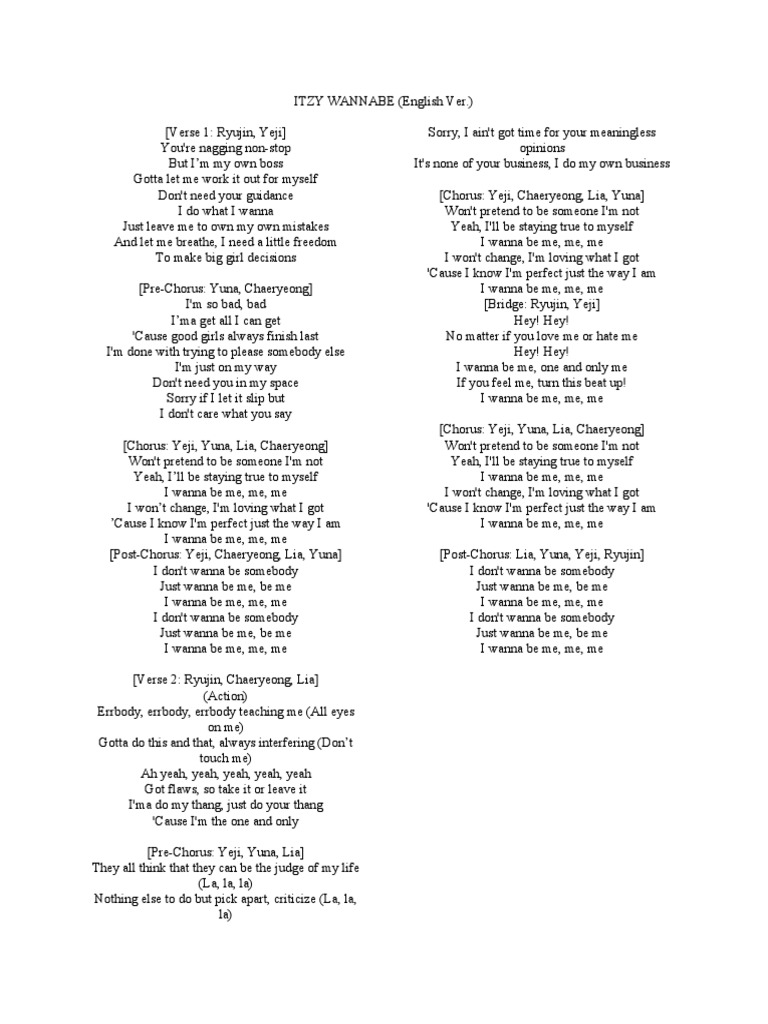 An Anthem of Individuality and Self-Acceptance: ITZY's "Wannabe | PDF ...