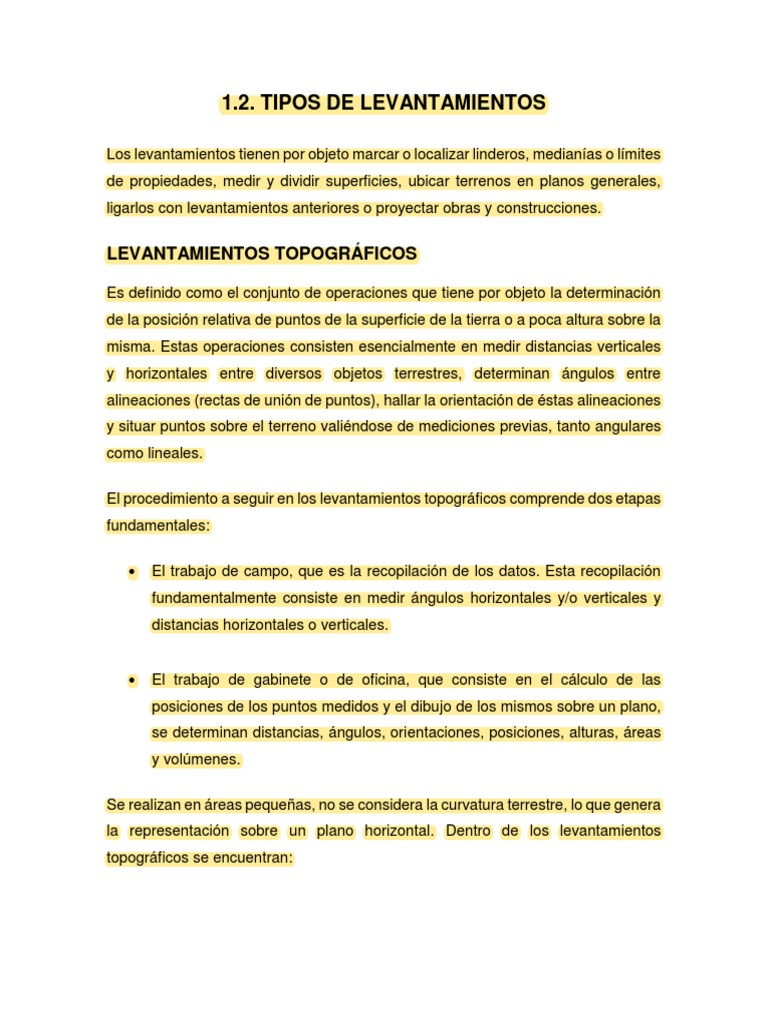 1.2 Tipos de Levantamiento | PDF | Topografía | Geodesia