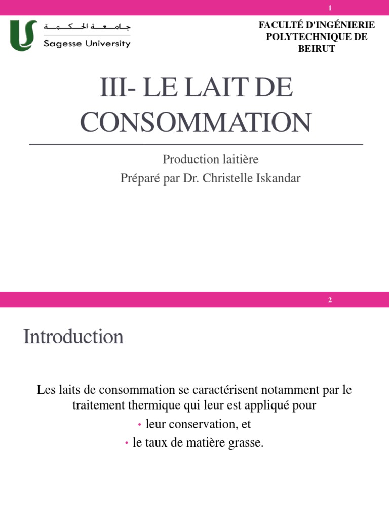 3 - Le Lait de Consommation | PDF | Lait | Nourriture et boisson