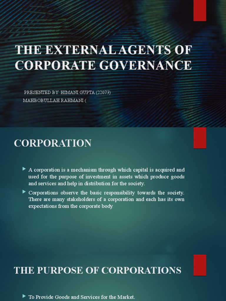 The External Agents of Corporate Governance | PDF | Corporate ...