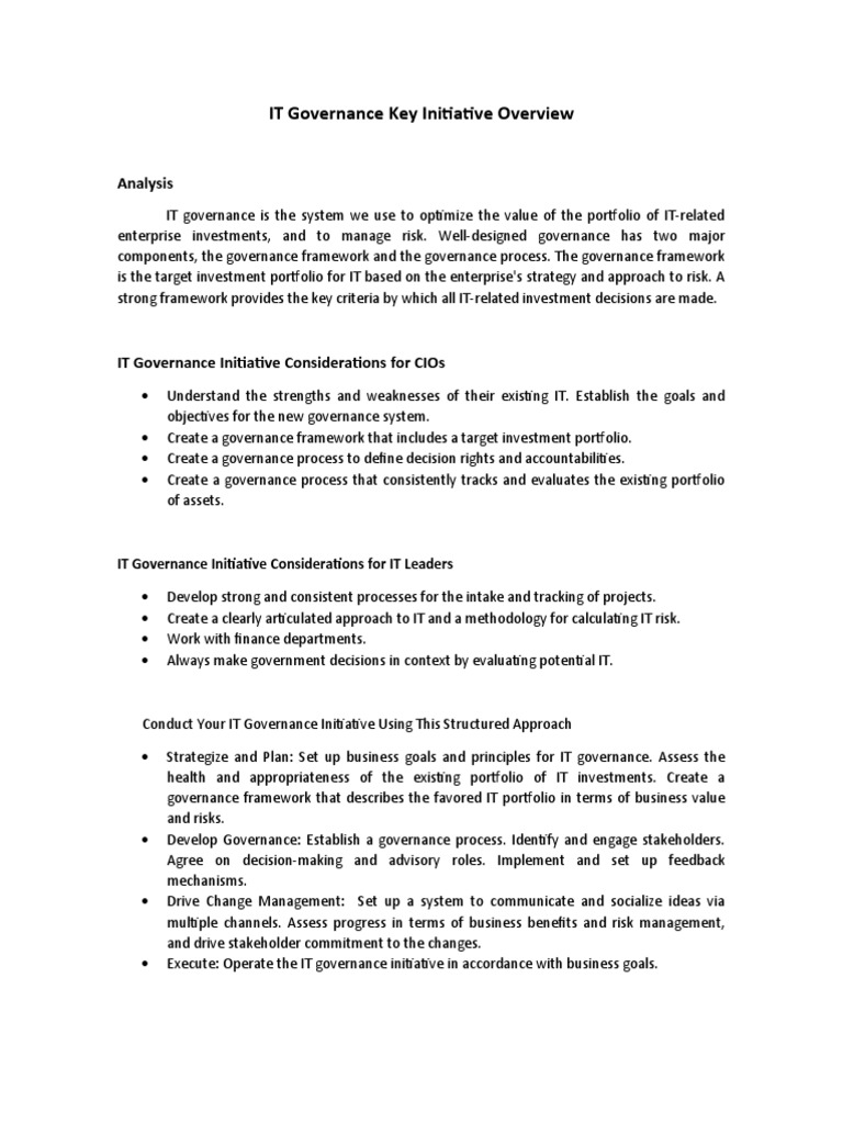 IT Governance Key Initiative Overview | PDF