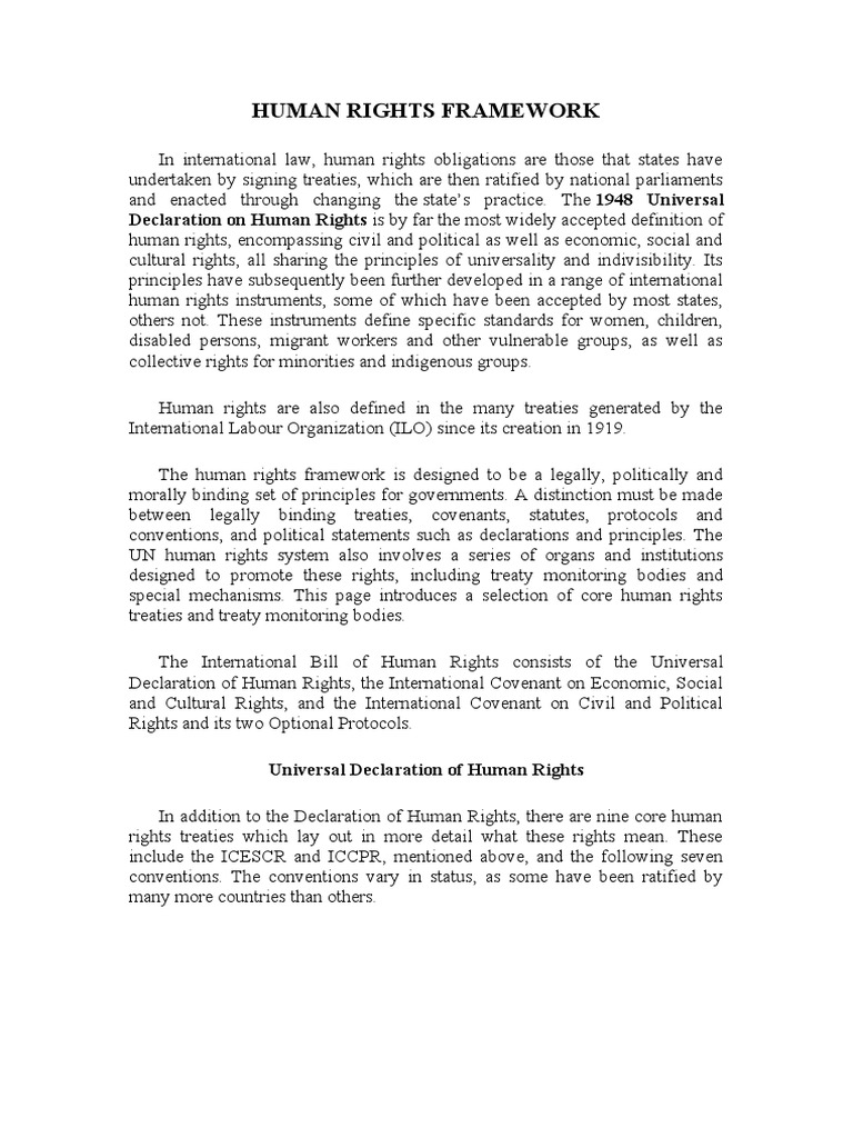 Human Rights Legal Framework Overview | PDF | International Labour ...