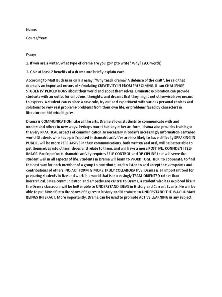 Drama Essay | PDF