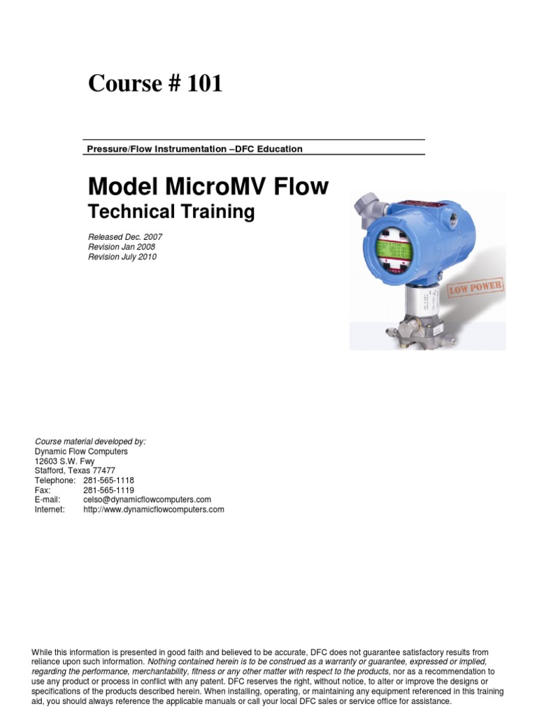 Course # 101: Technical Training | PDF | Fluid Dynamics | Flow Measurement